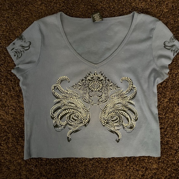 Sledge Usa | Tops | Y2k Rhinestone Top | Poshmark